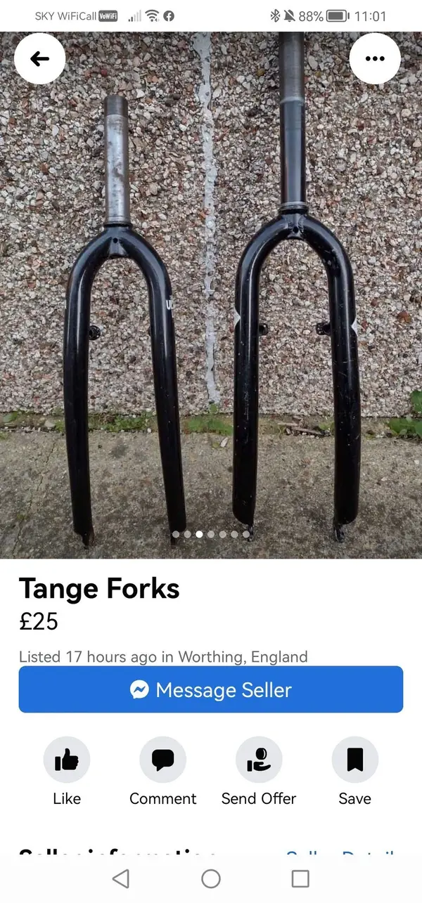 2 pairs Tange forks 1&1/8 Worthing. | Retrobike