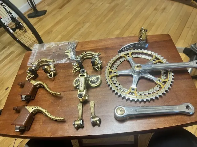 For Sale - Mafac Simplex Gold Edition Groupset NOS & Campagnolo Super Record Crankset | Retrobike